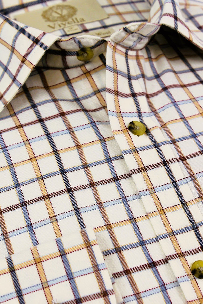 Viyella Shirt Mens Check pattern in luxury wool/cotton mix Blue Brown ...